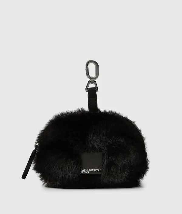KL JEANS Box Logo Furry Mini Purse - Black