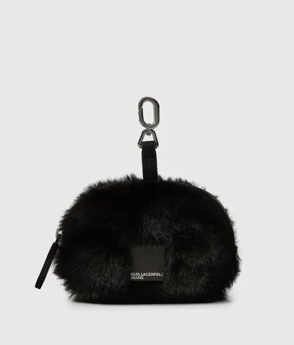 KL JEANS Box Logo Furry Mini Purse - Black