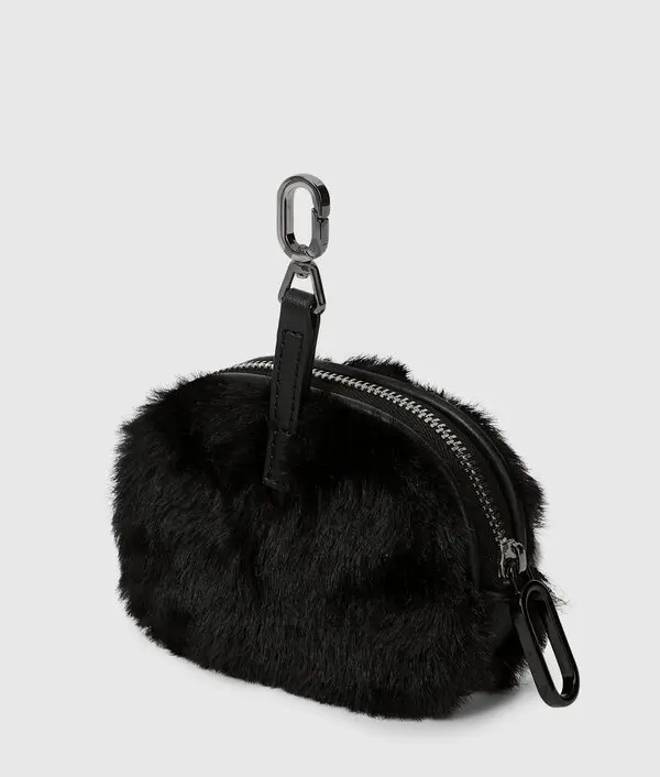Karl Lagerfeld Box Logo Furry Mini Purse - Black