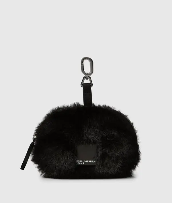 Karl Lagerfeld Box Logo Furry Mini Purse - Black
