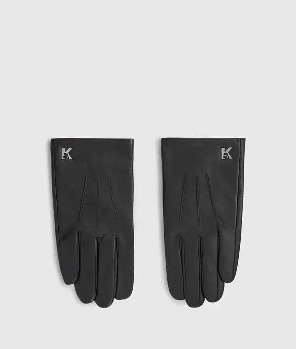 KL JEANS Jeans K Logo Leather Gloves - Black