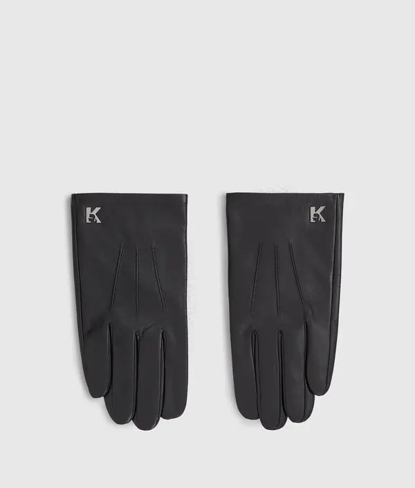 Karl Lagerfeld K Logo Leather Gloves - Black