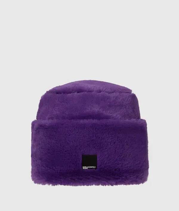 KL JEANS Fold-up Faux-fur Beanie - Prism Violet