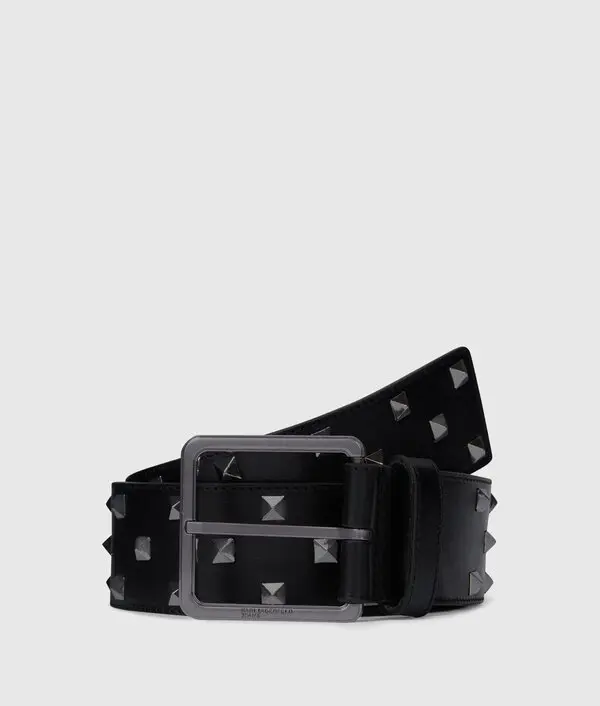 KL JEANS Studded Leather Belt - Black