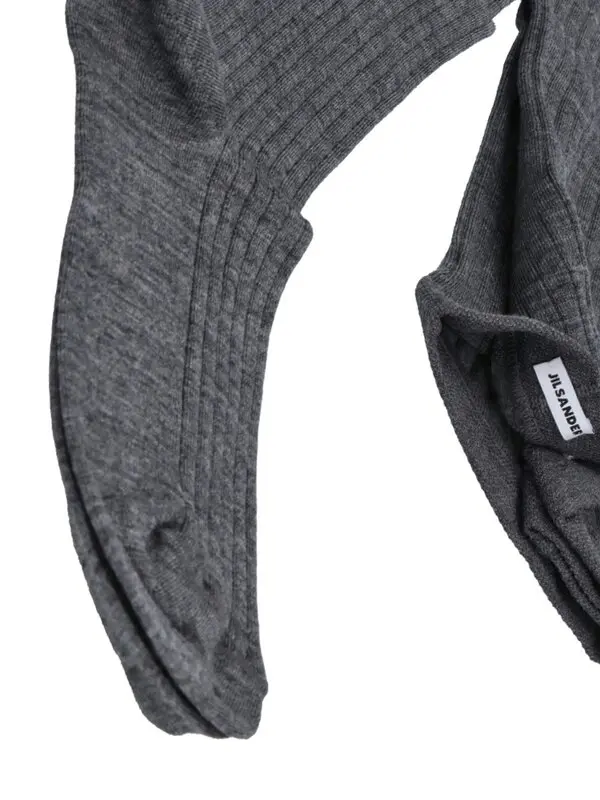 JIL SANDER Wool Blend Ribbed Thigh High Socks - Gray