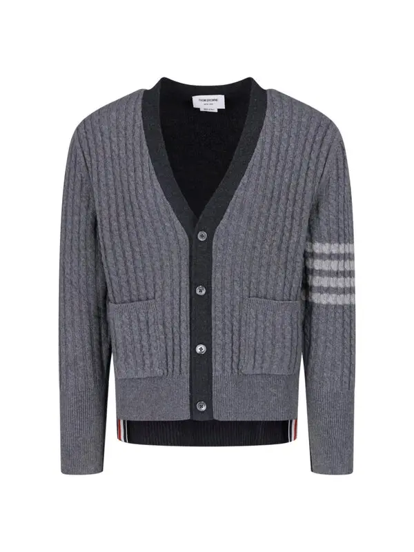 Thom Browne Virgin Wool Button Cardigan - Gray
