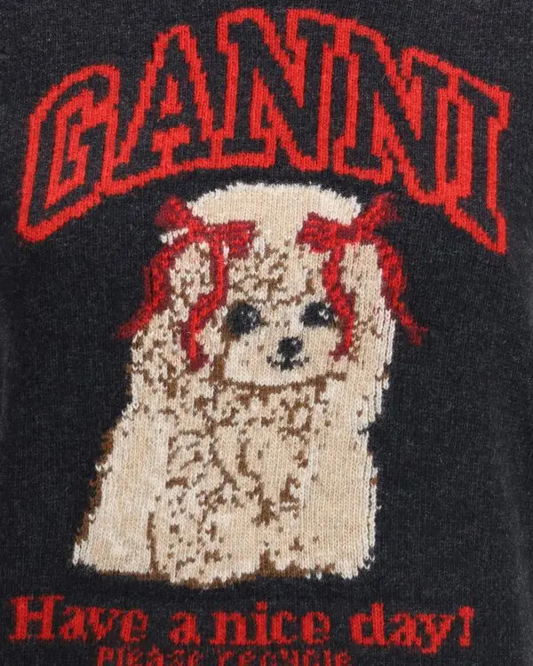 GANNI Graphic Wool Vest Feale - Black