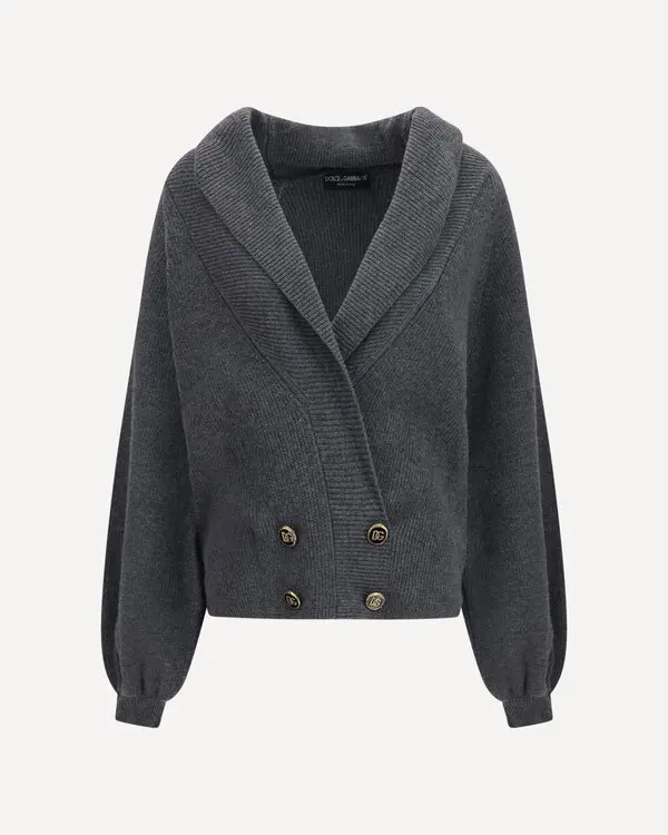 Dolce & Gabbana Cropped Shawl Collar Cardigan With Wide Sleeves