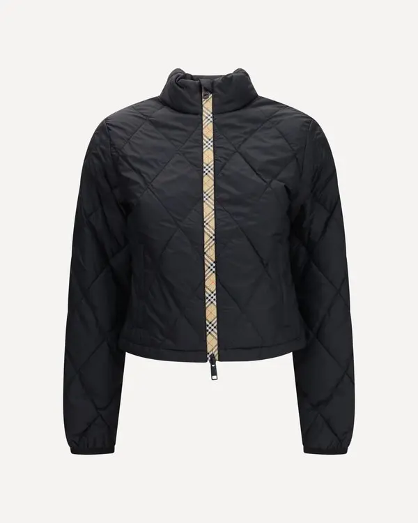 Burberry Bramford Quilted Nylon Jacket With Check Tape - Black