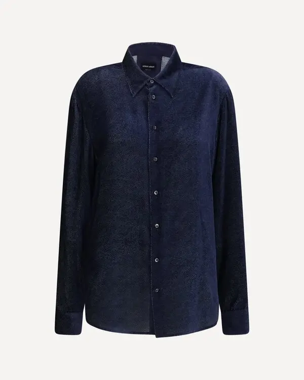 Giorgio Armani Silk Blend Devoré Velvet Twill Shirt