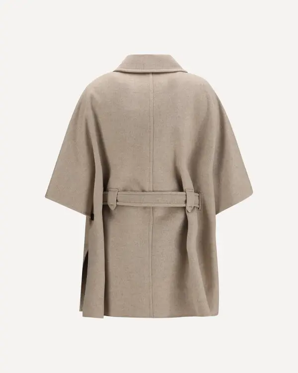 Max Mara Cashmere Cape With Belt - Beige