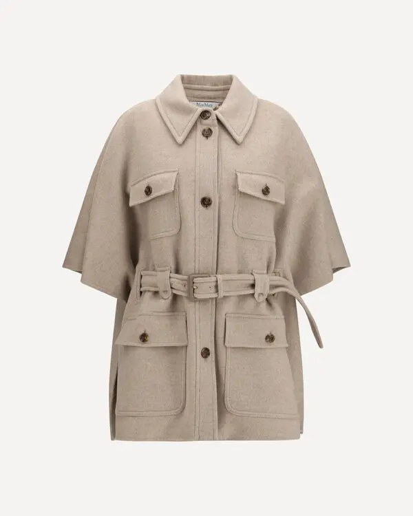 Max Mara Cashmere Cape With Belt - Beige