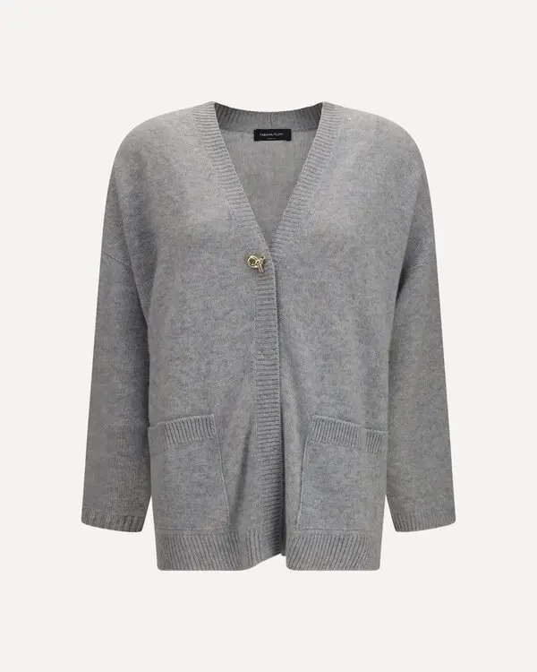 Fabiana Filippi Cashmere Cardigan With V-neck And Knot Button - Grey