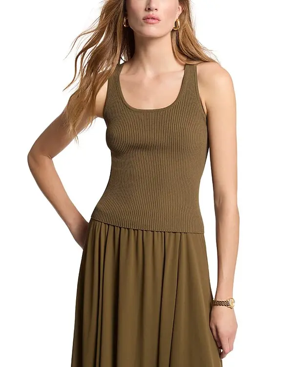 Michael Kors Ribbed Racerback Scoop Neck Tank