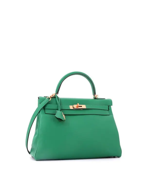 Hermès Kelly 32 Handbag Green Evercolor With Gold Hardware