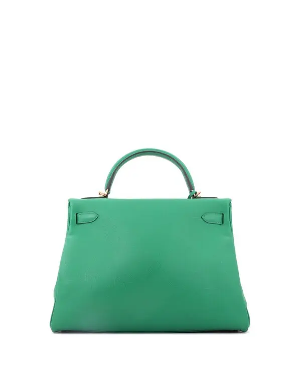 Hermès Kelly 32 Handbag Green Evercolor With Gold Hardware