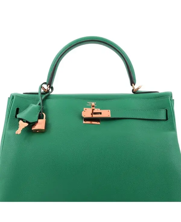 Hermès Kelly 32 Handbag Green Evercolor With Gold Hardware