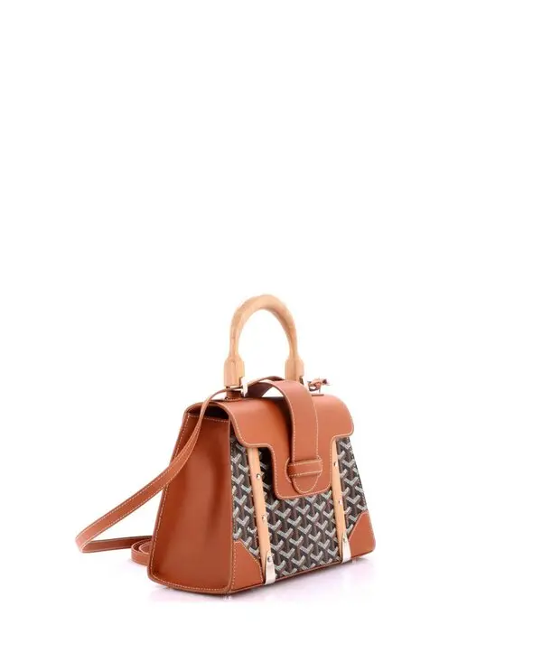 Goyard Pm Saigon Top Handle Bag Coated Canvas With Leather - Brown