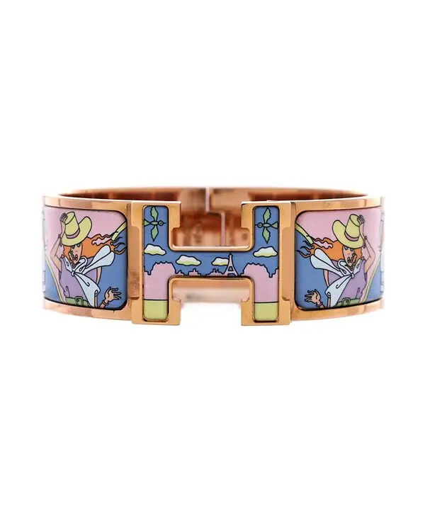 Hermès Wide Clic H Printed Bangle Bracelet - Enamel