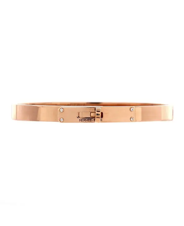 Hermès Small Kelly Bracelet 18k Rose Gold With 4 Diamonds - Pink