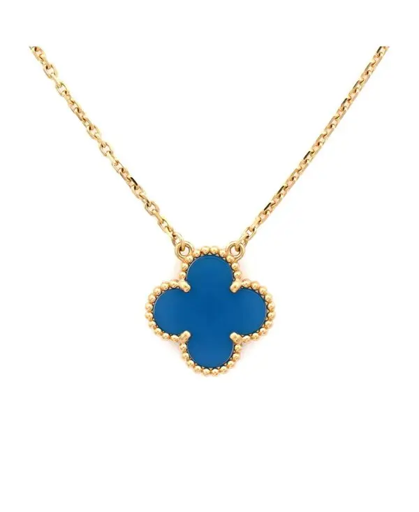 VAN CLEEF & ARPELS Vintage Alhambra Pendant Necklace 18k Gold And Agate, 16