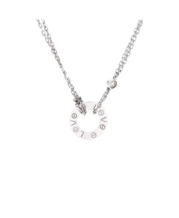CARTIER 2 Diamonds Love Pendant Necklace 18k Gold With Diamonds, 16 - White