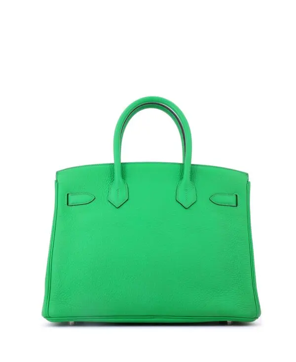 Hermès Birkin 30 Handbag Green Clemence With Palladium Hardware