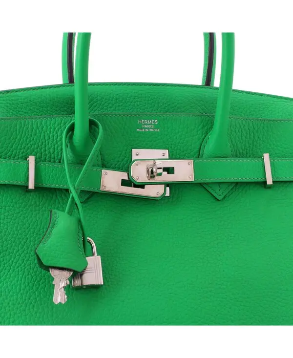 Hermès Birkin 30 Handbag Green Clemence With Palladium Hardware