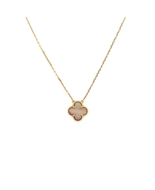VAN CLEEF & ARPELS Vintage Alhambra Pendant Necklace 18k Rose Gold And Grey Mother Of Pearl, 16.5 - Pink