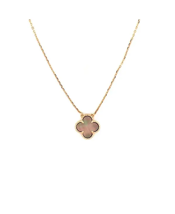VAN CLEEF & ARPELS Vintage Alhambra Pendant Necklace 18k Rose Gold And Grey Mother Of Pearl, 16.5 - Pink