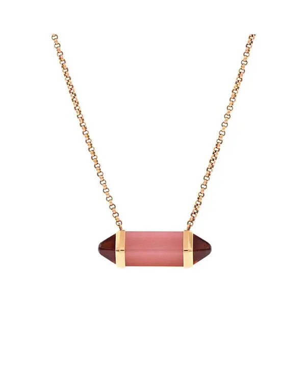CARTIER Les Berlingots De Pendant Necklace In 18k Rose Gold With Chalcedony And Garnets - Pink
