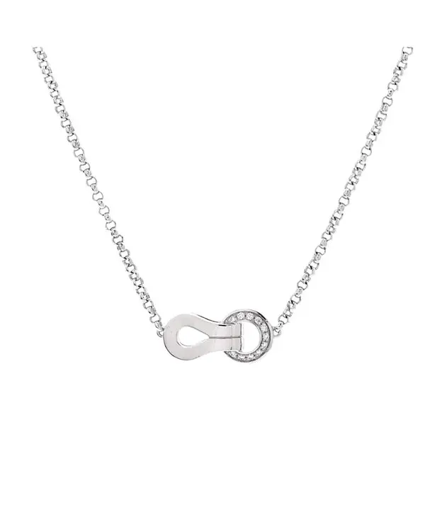 CARTIER Agrafe Pendant Necklace 18k Gold With Diamonds, 15.75 - White