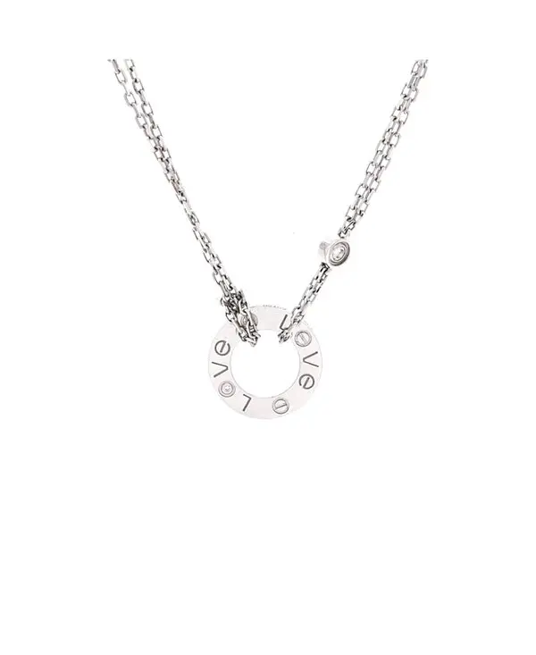 CARTIER 2 Diamonds Love Pendant Necklace 18k Gold With Diamonds, 16 - White