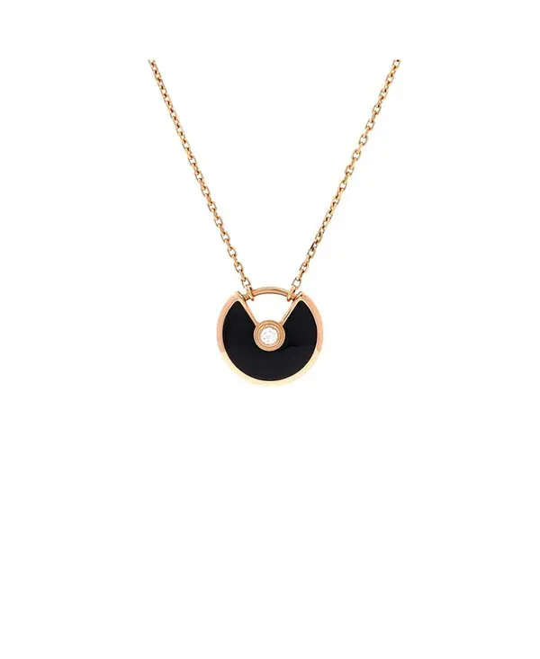 CARTIER Amulette De Pendant Necklace In 18k Rose Gold With Onyx And Diamond - Pink