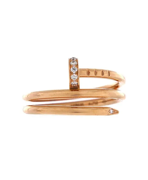 CARTIER Small Juste Un Clou Double Ring 18k Rose Gold And Diamonds - Pink
