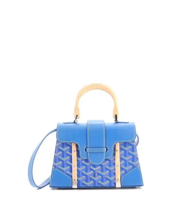 Goyard Structured Saigon Top Handle Bag Coated Canvas With Leather - Blue