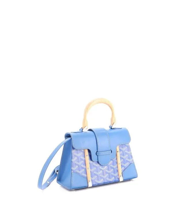 Goyard Structured Saigon Top Handle Bag Coated Canvas With Leather - Blue