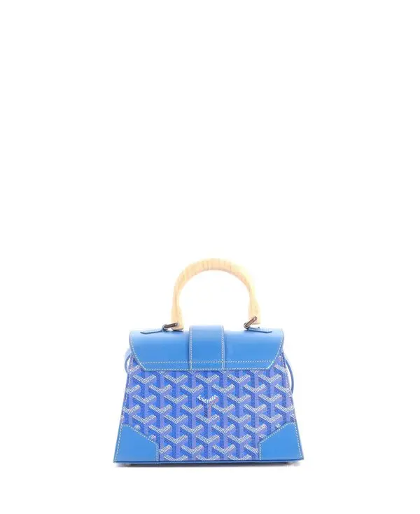 Goyard Structured Saigon Top Handle Bag Coated Canvas With Leather - Blue