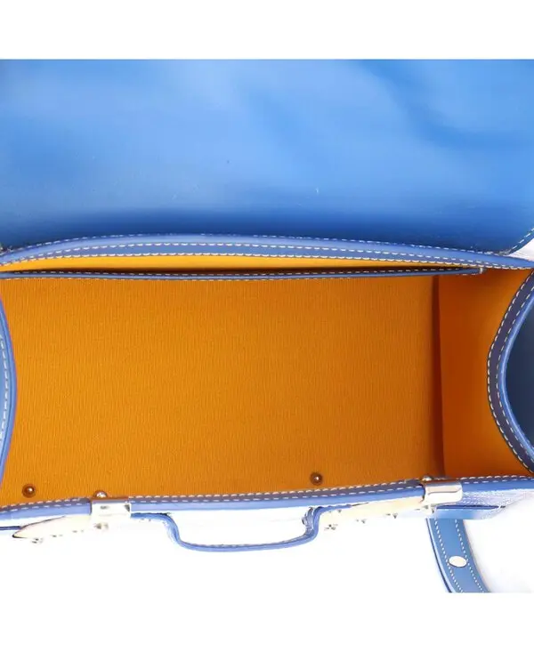 Goyard Structured Saigon Top Handle Bag Coated Canvas With Leather - Blue