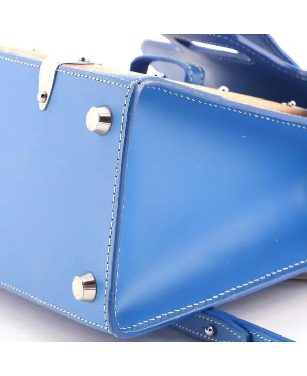 Goyard Structured Saigon Top Handle Bag Coated Canvas With Leather - Blue