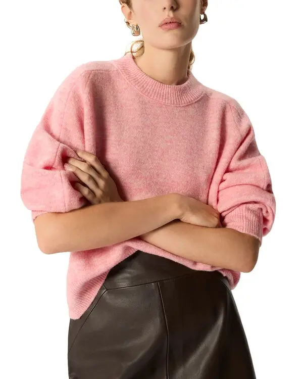 Whistles Round Neck Curved Hem Sweater
