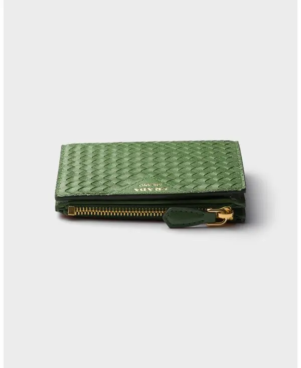 Prada Small Woven Madras Leather Wallet