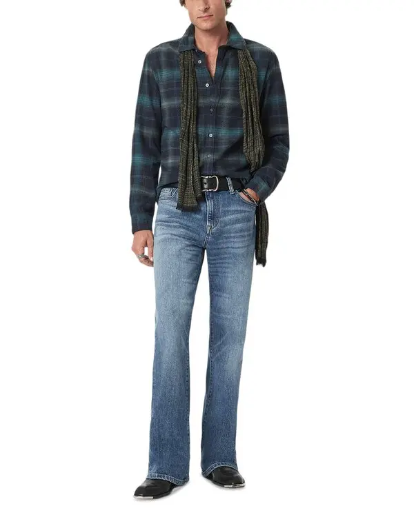 John Varvatos Brindley Plaid Cotton Shirt - Navy