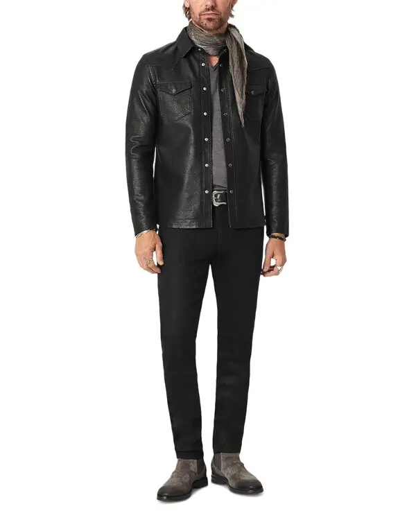 John Varvatos Sage Leather Pocket Shirt