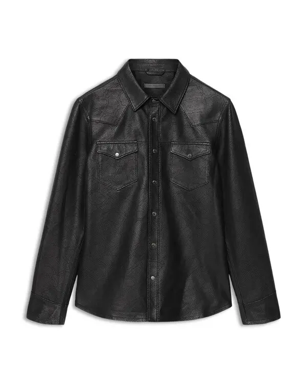John Varvatos Sage Leather Pocket Shirt