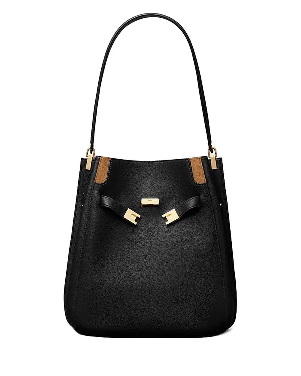 Tory Burch Lee Radziwell Leather Bucket Bag - Black