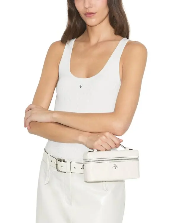 Tory Burch Charlie Quilted Leather Crossbody Bag - Light Cream