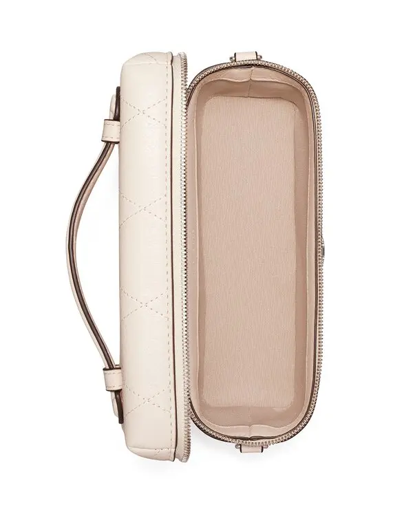 Tory Burch Charlie Quilted Leather Crossbody Bag - Light Cream