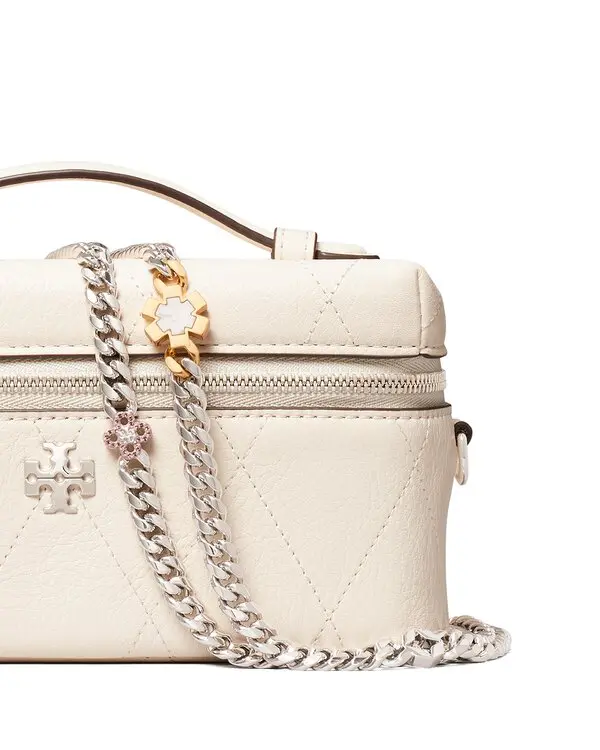 Tory Burch Charlie Quilted Leather Crossbody Bag - Light Cream
