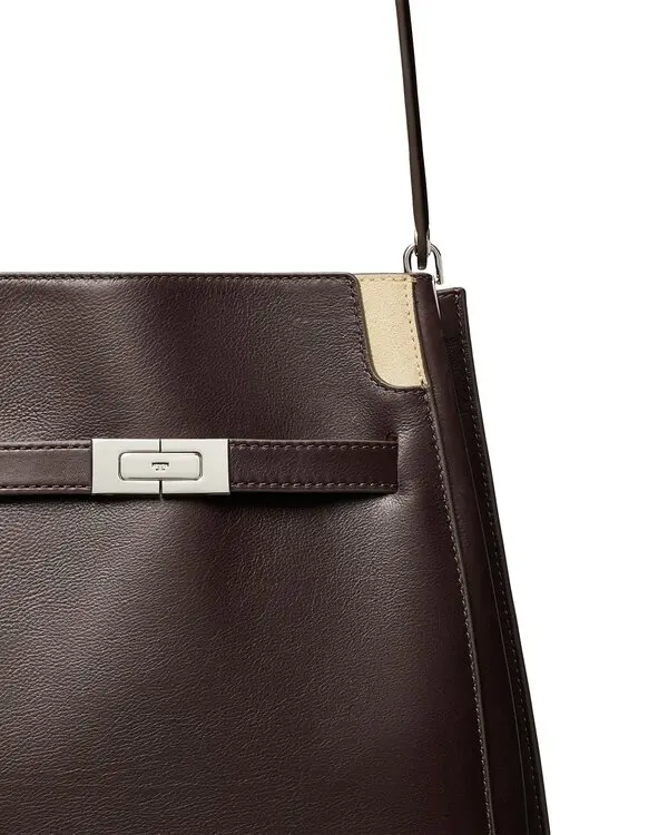 Tory Burch Lee Radziwell Leather Bucket Bag - Cocoa